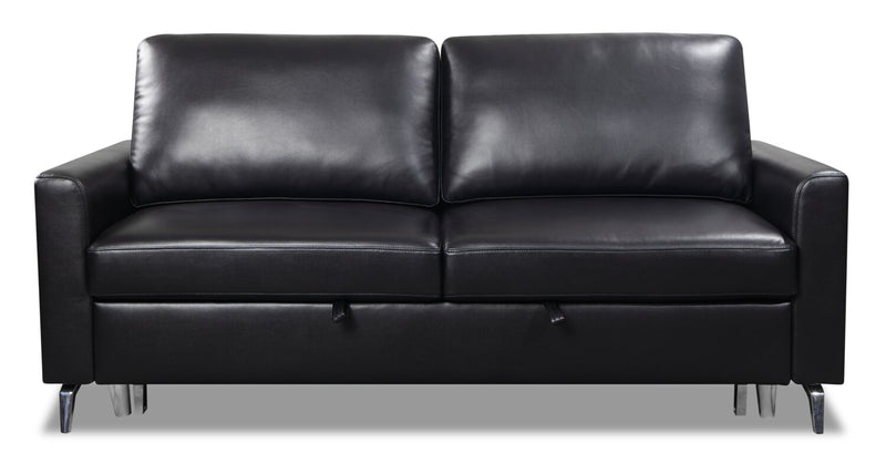 Sofa-lit Wilson de 77,5 po en tissu d’apparence cuir avec coussins ...