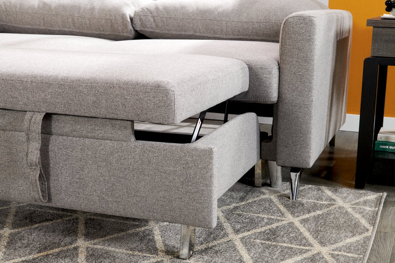 Sofa-lit Wilson en tissu d'apparence lin - gris Solis | Brick