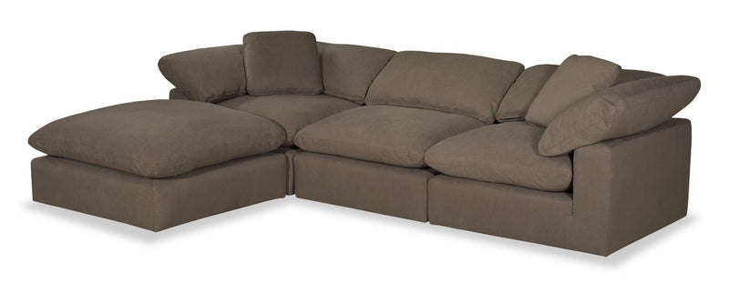 Sofa sectionnel modulaire Eclipse 4 pièces en tissu d'apparence lin ...